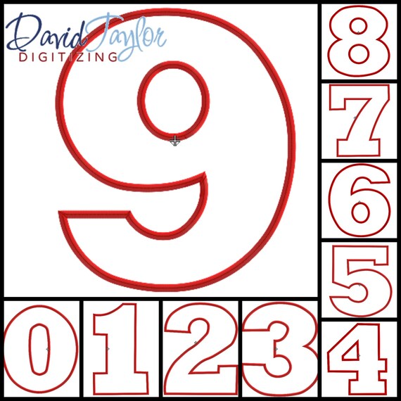 Block Applique Numbers Embroidery Design 4x4 5x7 6x10 7x10 | Etsy