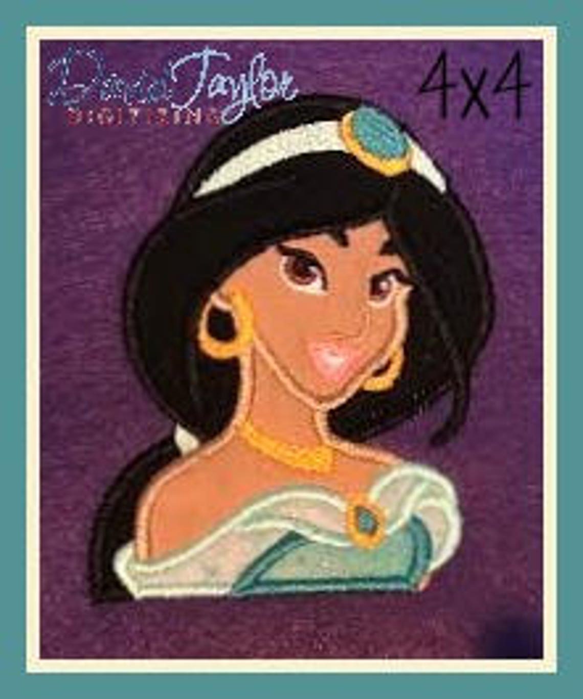 Princess Jasmine Embroidery Design ONLY 4x4 5x7 6x10 7x10 8x10 - Etsy
