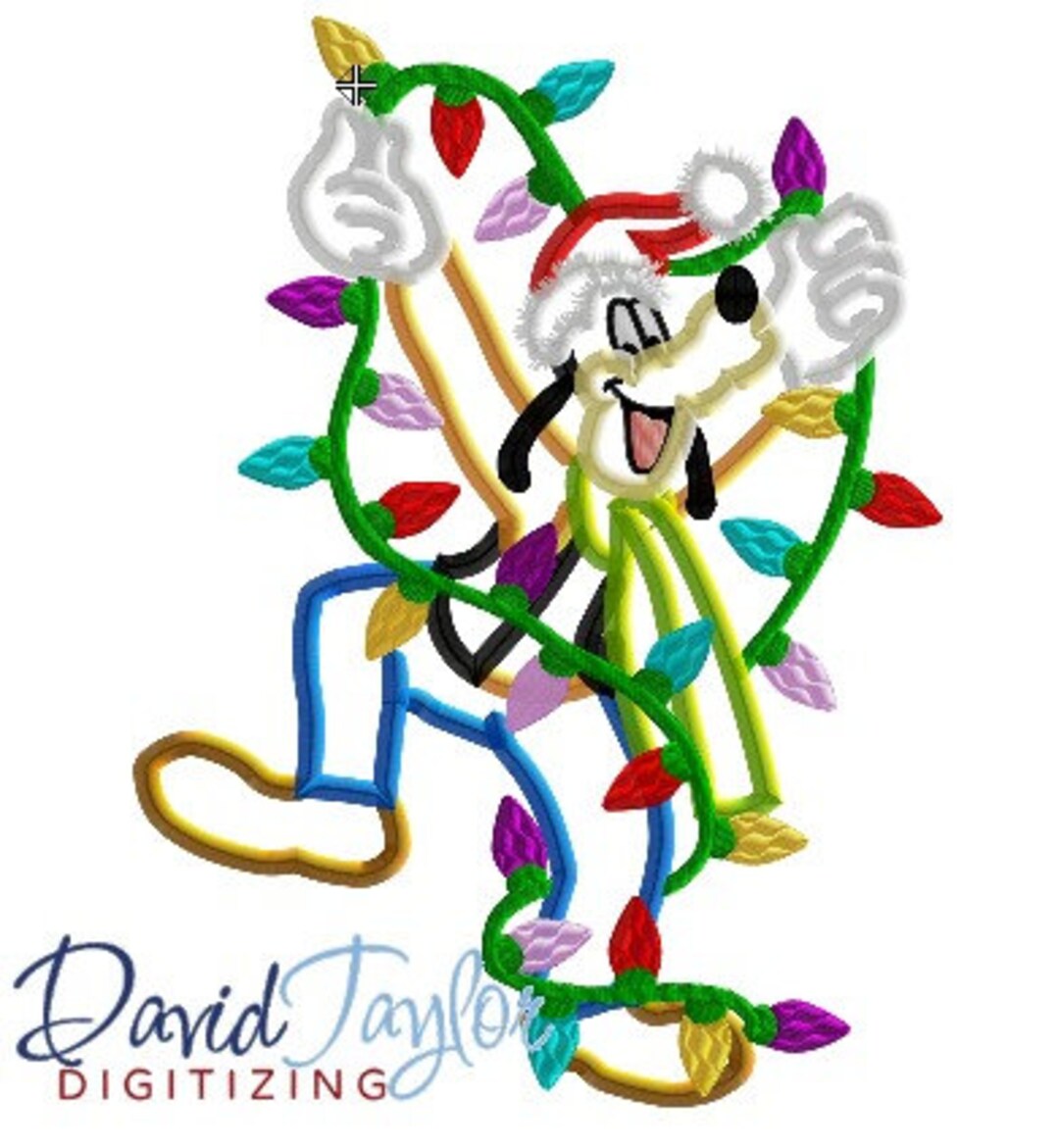Christmas Lights Goofy 4x4, 5x7, 6x10, and 7x10 in 9 Formats Applique ...