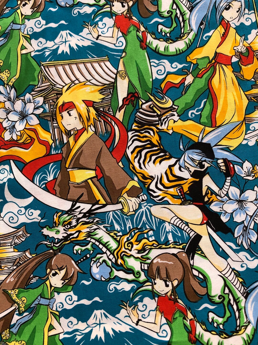 Anime Ninja Warrior Fabric in Blue - Etsy