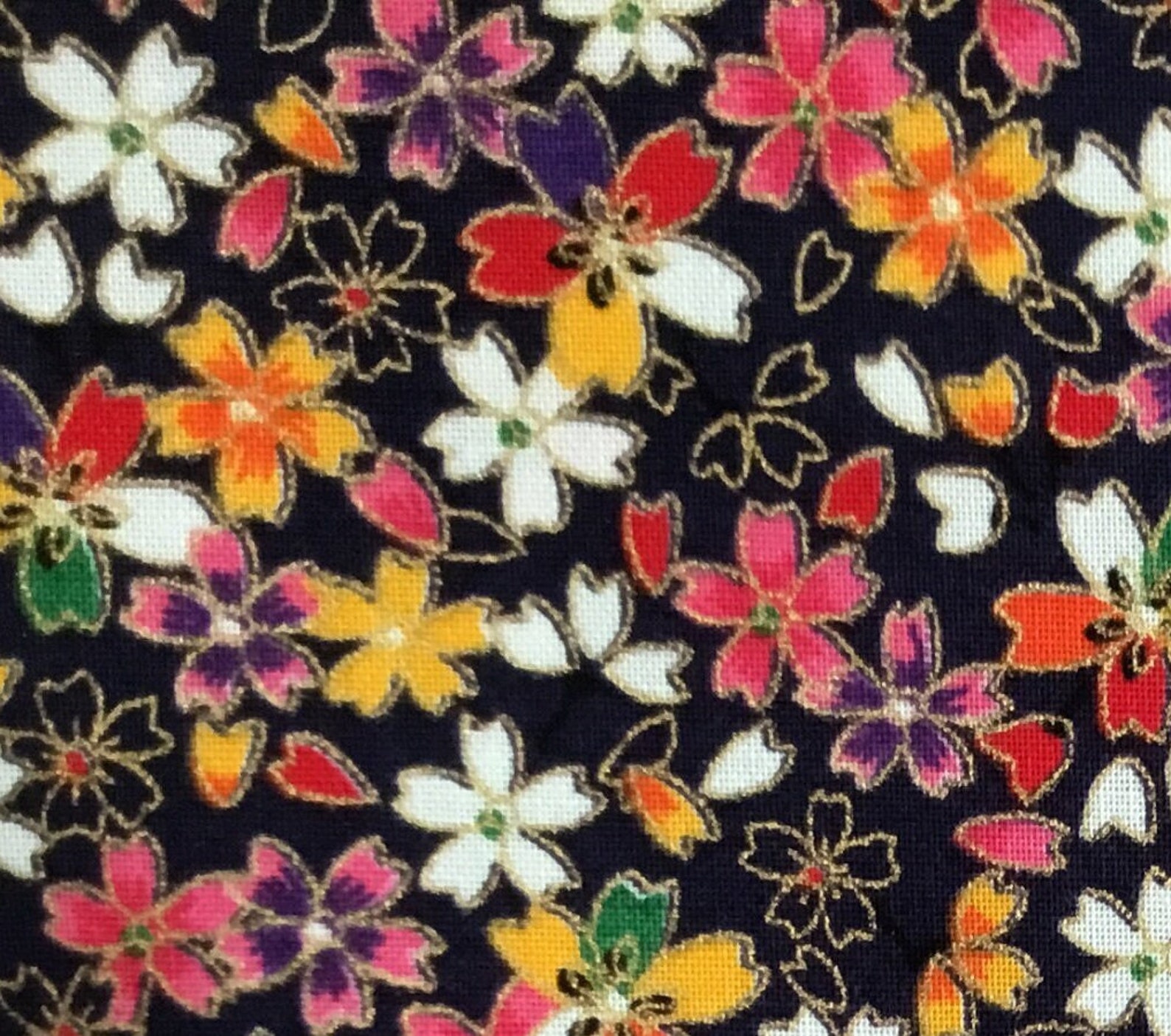 Sakura Fabric in Black All Cotton Ships From USA - Etsy