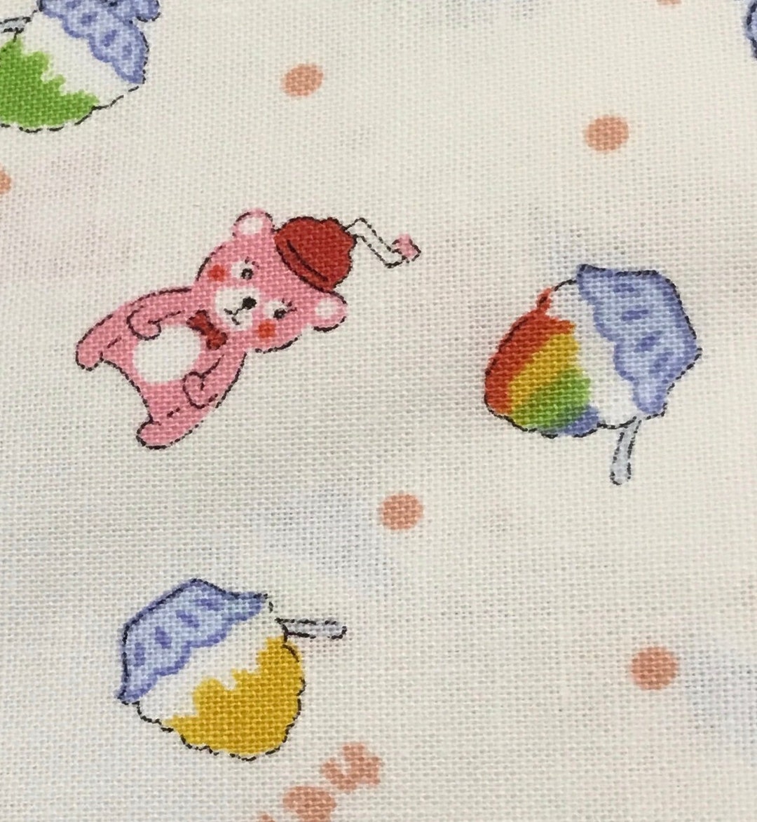 Kawaii Panda Shave Ice Snow Cone Print in off White All Cotton Ships ...