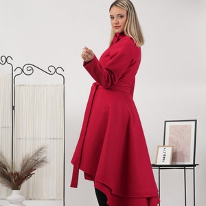 Extravagant Peplum High Low Princess Coat, Elegant Tailored Overcoat ...