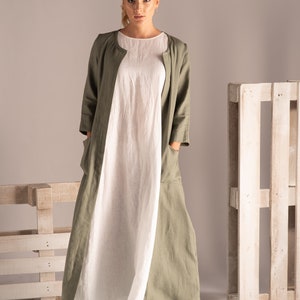 Linen Duster Coat for Summer, Long Open Front Linen Cardigan, Light ...