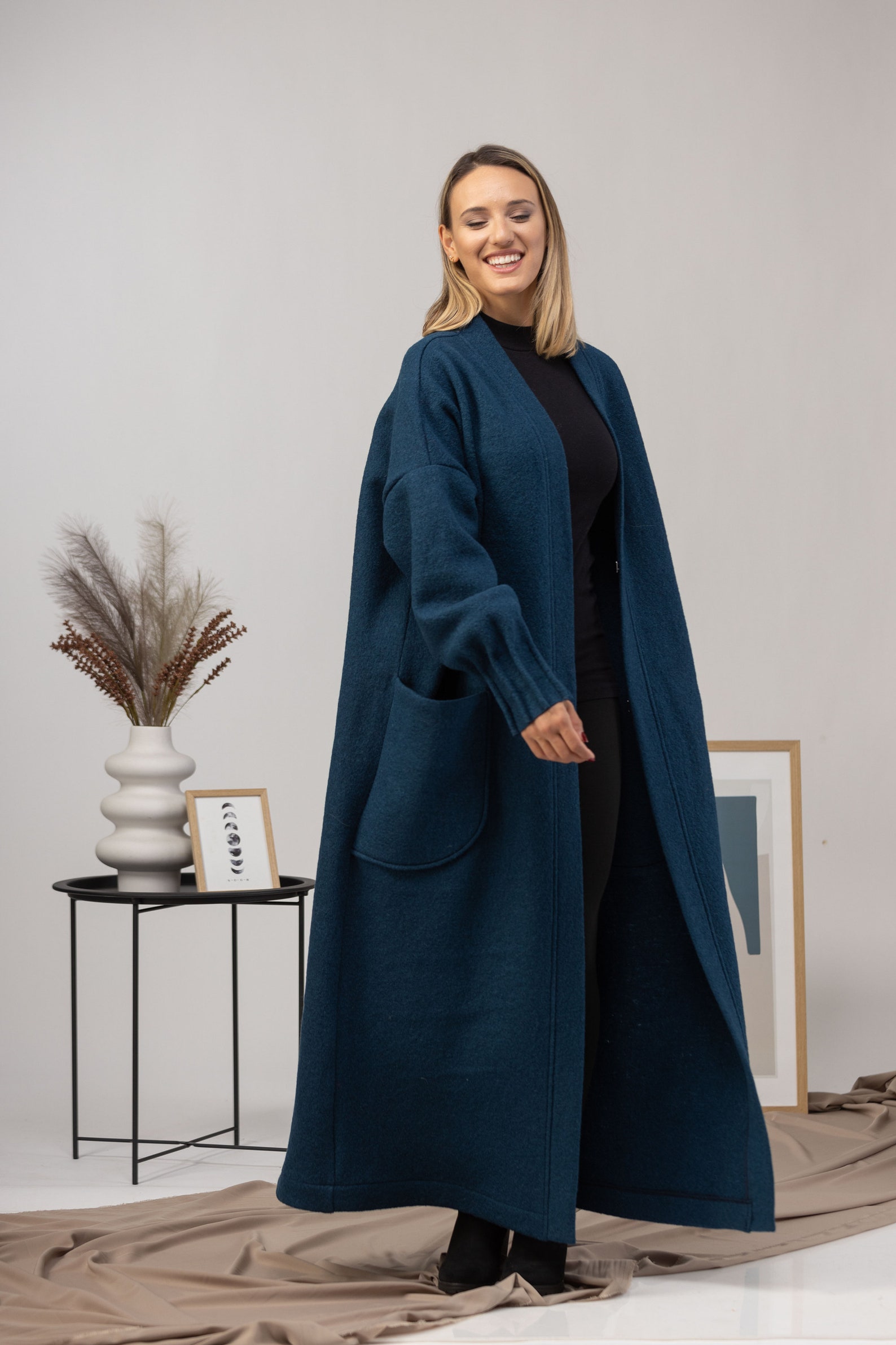 Floor Length Sweater Cardigan Coat, Maxi Duster Wool Cardigan ...