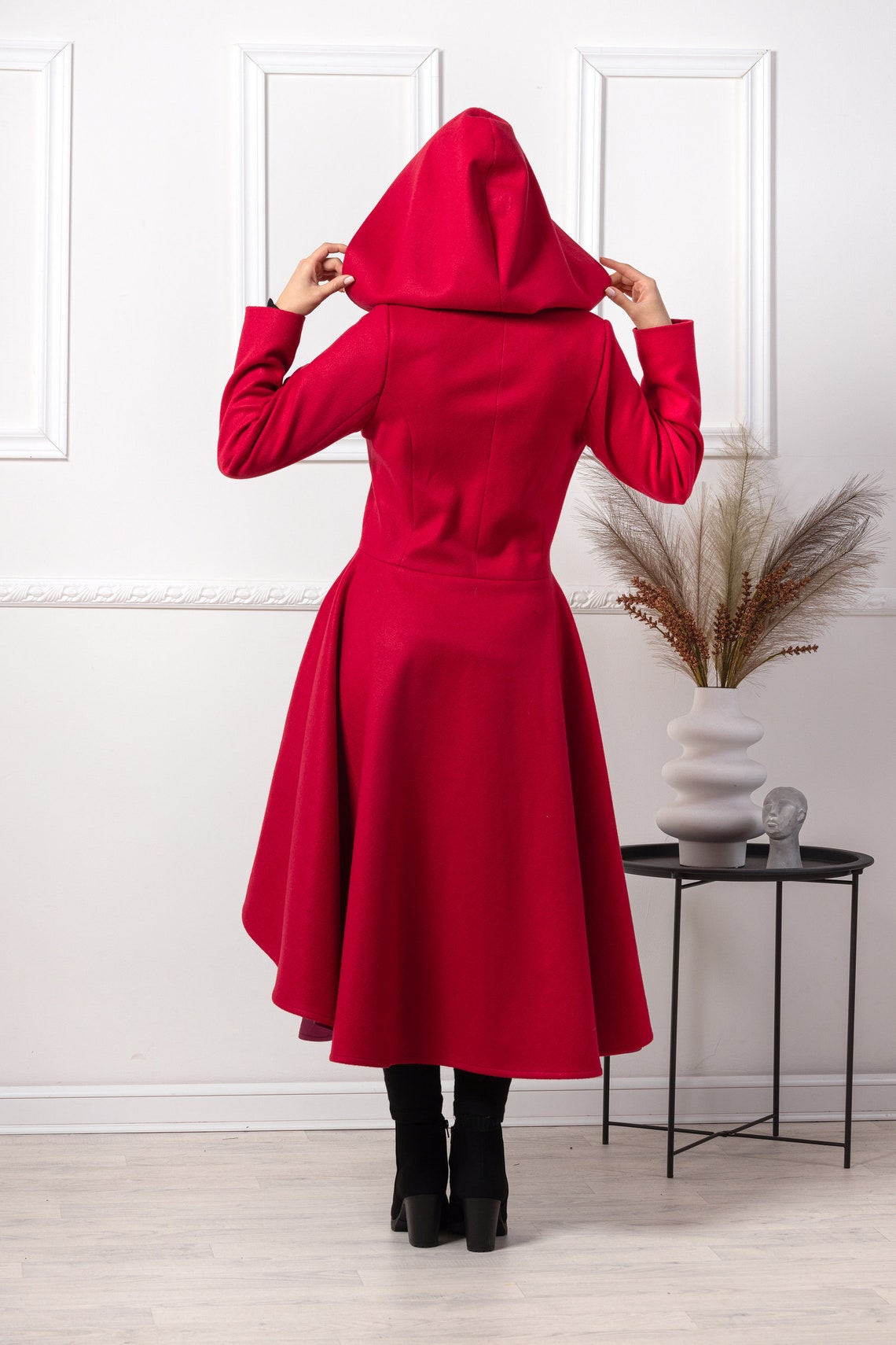 Hooded Wool Princess Coat Asymmetrical Ruffle High-low Coat | Etsy