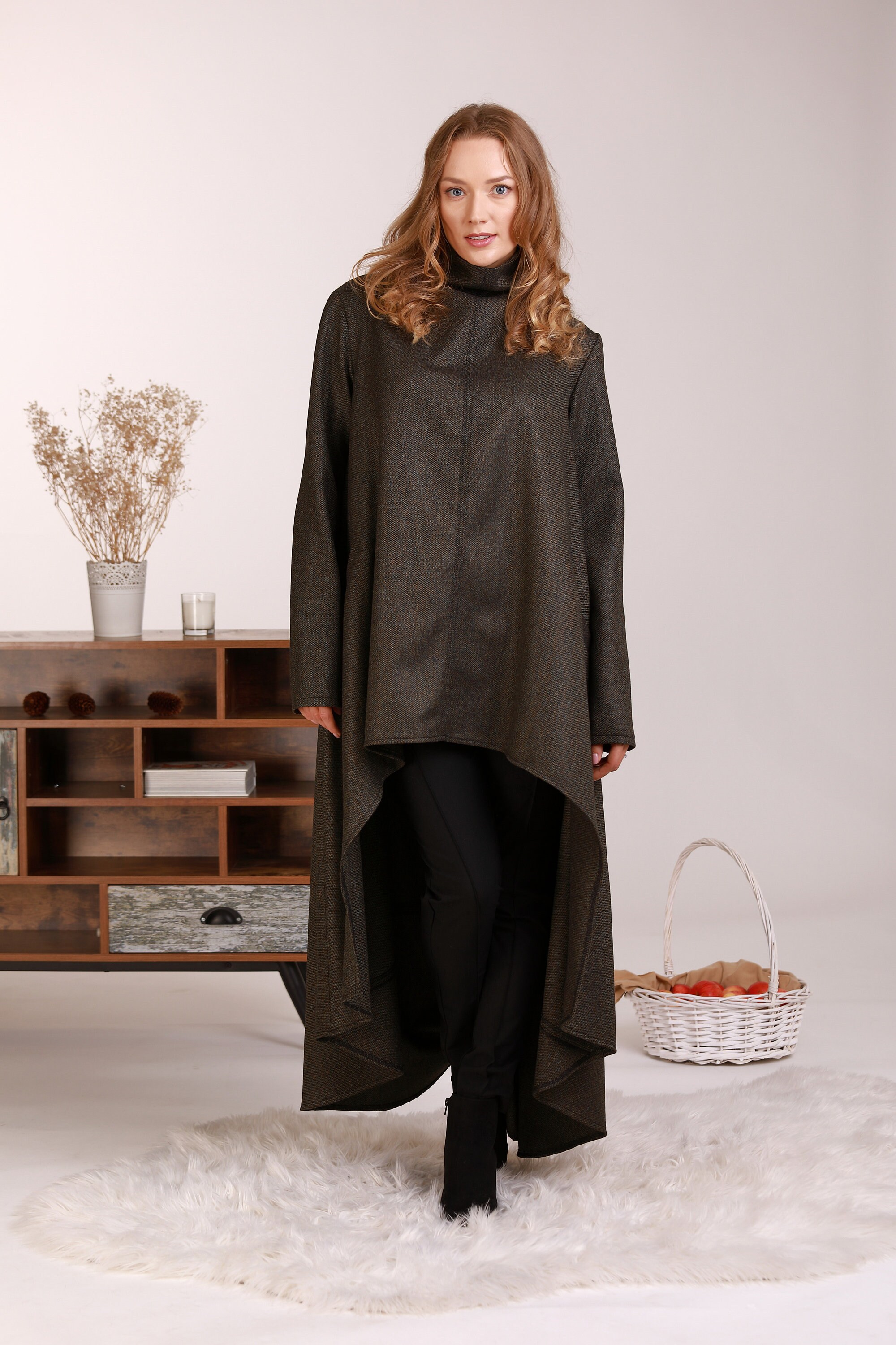 Asymmetrical Wool Tunic Dress in Size S Ready to Ship | Etsy