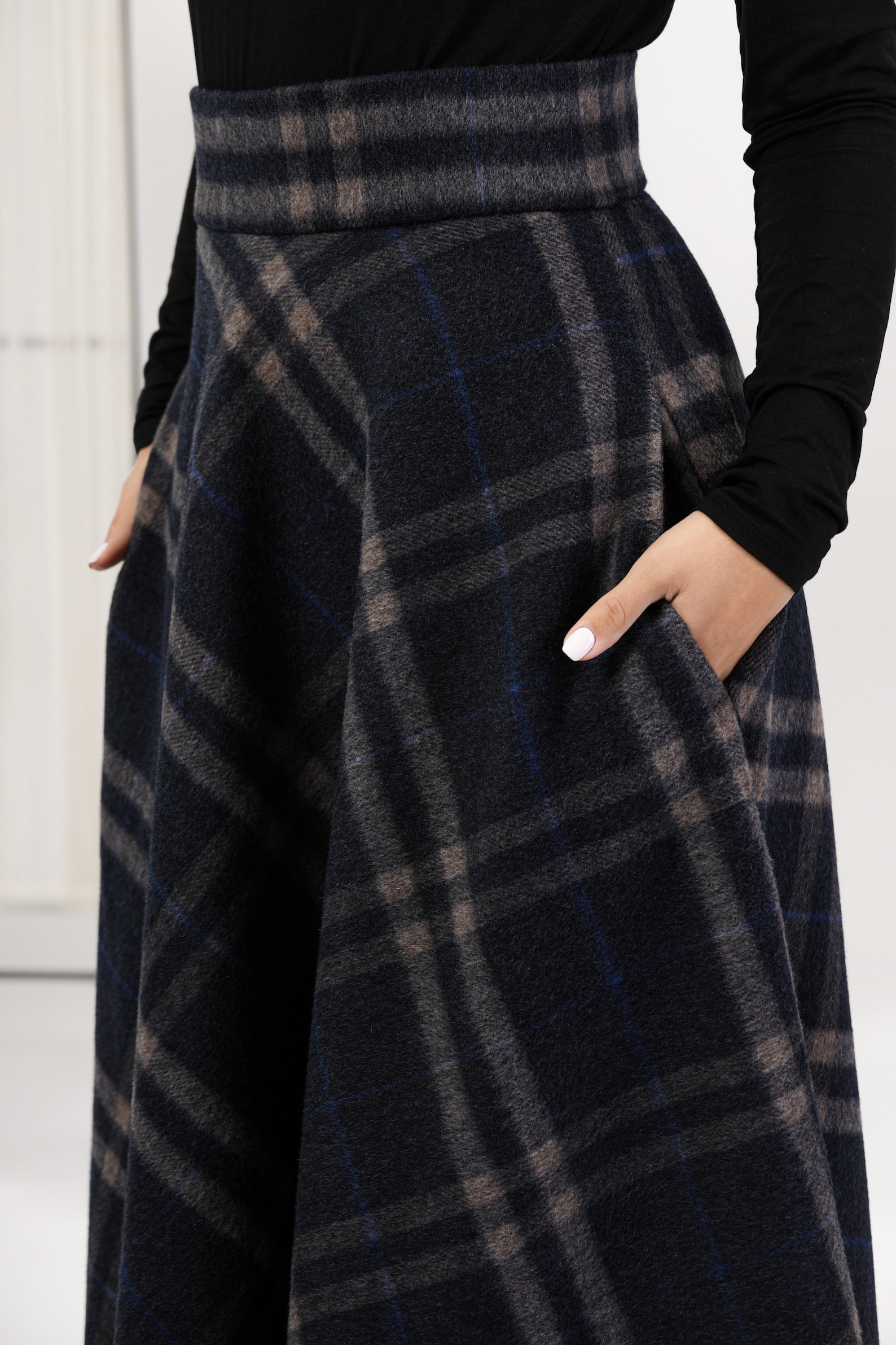Wolle Tartan Winterrock langer karierter Maxirock Plus Size - Etsy.de