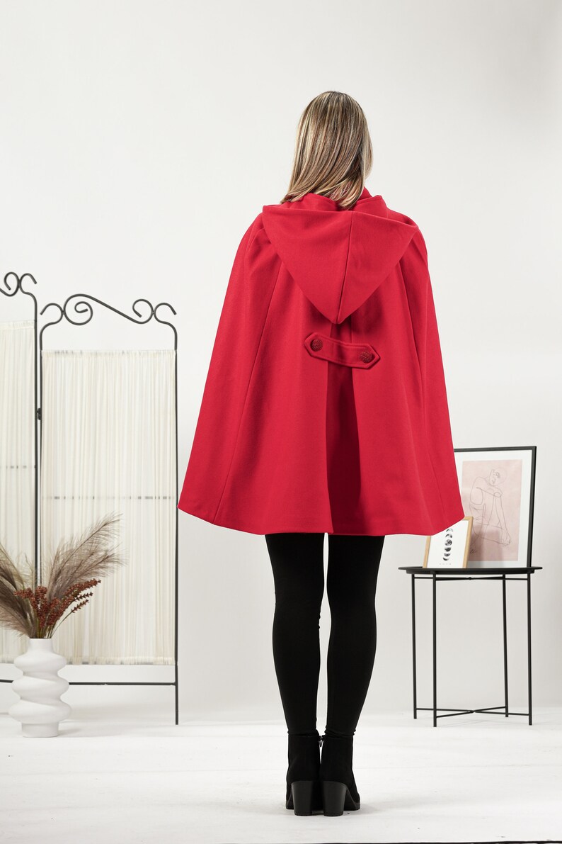 Wool Hooded Cape Coat Winter Cloak Women Plus Size Cape - Etsy