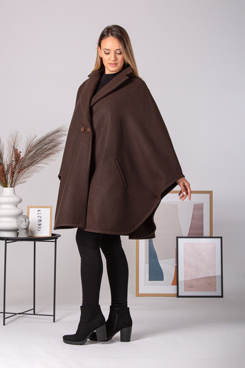 Dames Oversized Wol Cape Jas Winter Dikke Mantel Plus Size - Etsy Nederland