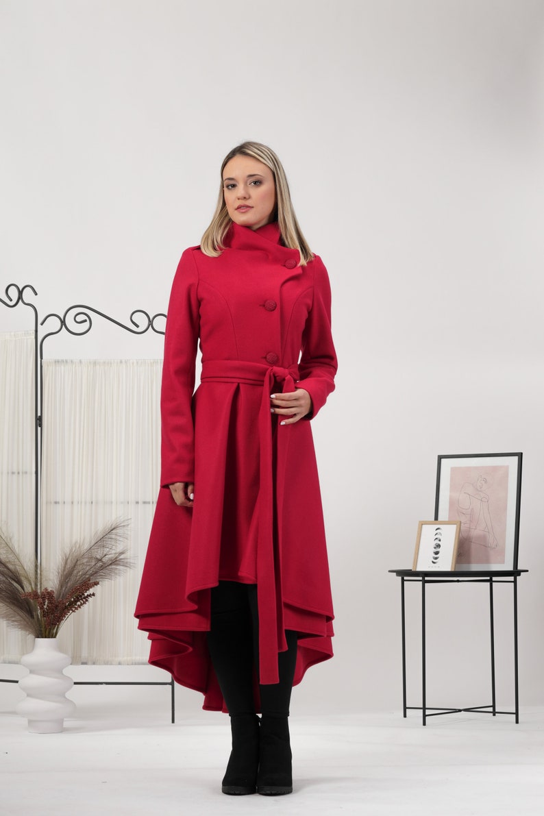 Extravagant Peplum High Low Princess Coat, Elegant Tailored Overcoat ...