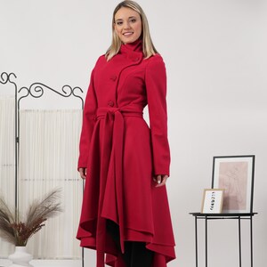 Extravagant Peplum High Low Princess Coat, Elegant Tailored Overcoat ...