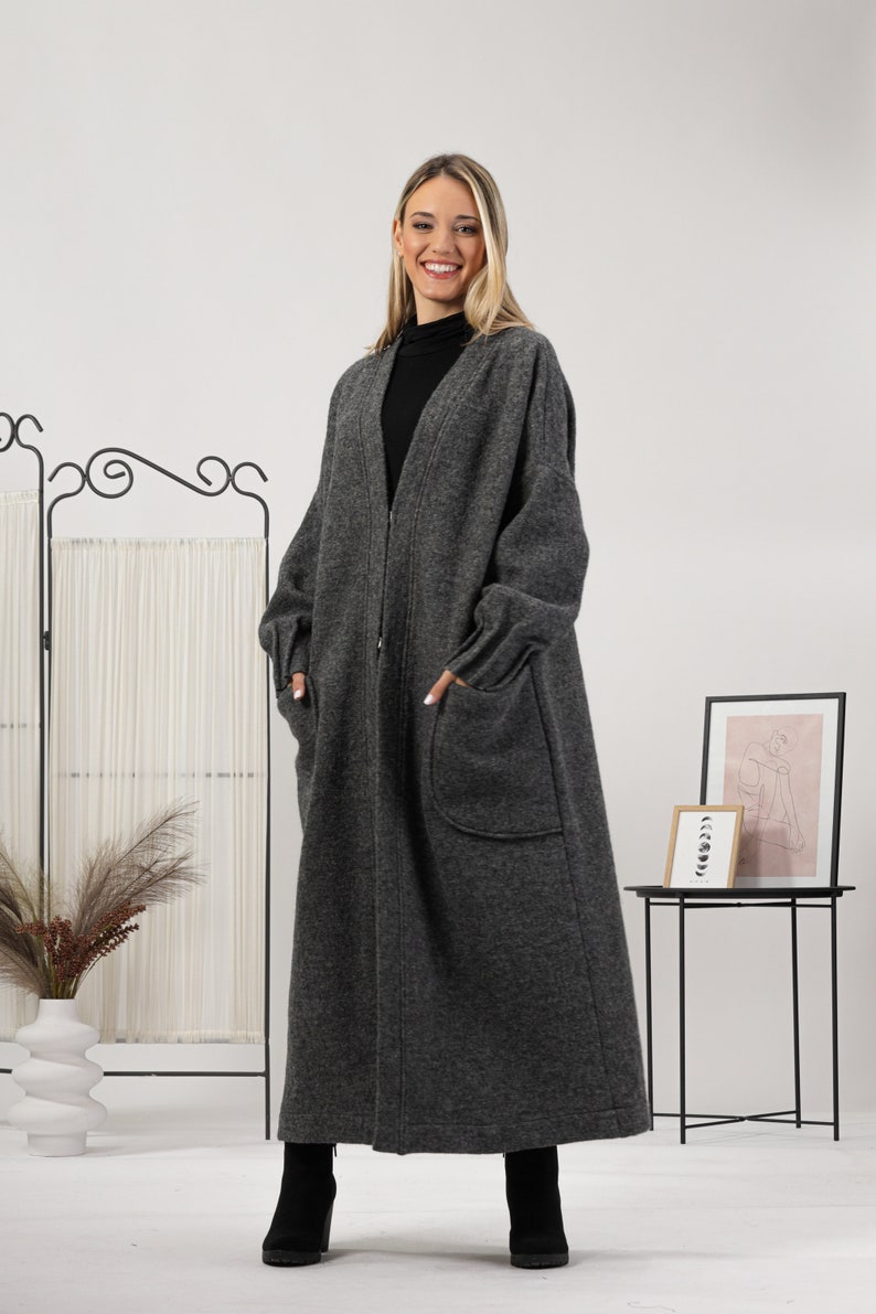 Floor Length Sweater Cardigan Coat, Maxi Duster Wool Cardigan ...