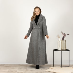Victorian Edwardian Maxi Wool Mix Coat, Princess Cut Winter Overcoat ...