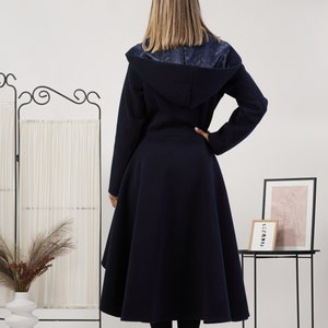 Hooded Wool Princess Coat, Asymmetrical Ruffle High-low Coat, Red ...