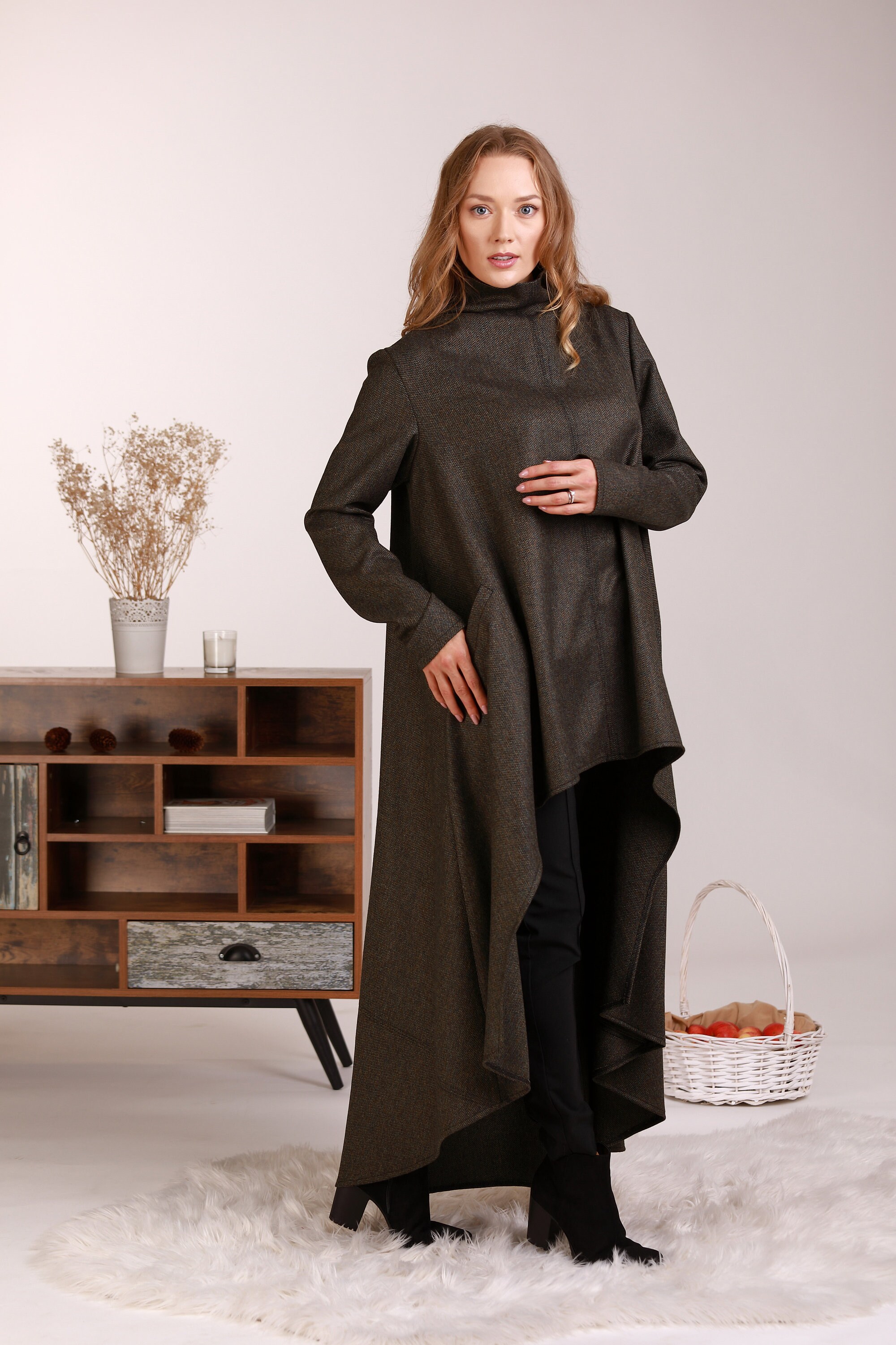 Asymmetrical Wool Tunic Dress in Size S Ready to Ship | Etsy