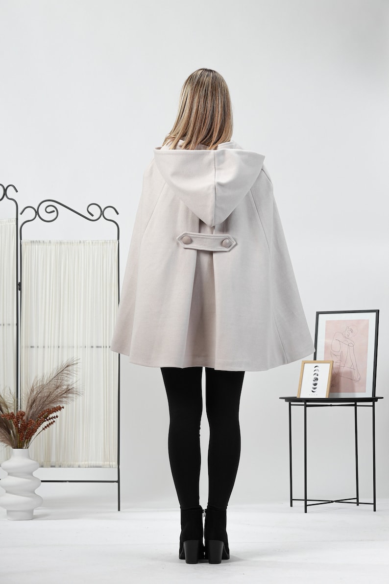 Wool Hooded Cape Coat Winter Cloak Women Plus Size Cape - Etsy