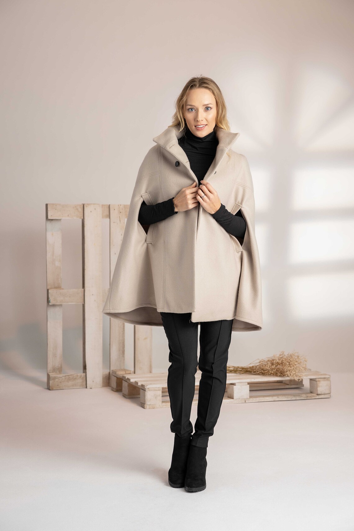 Wol cape jas winter poncho jas elegante jas plus size | Etsy