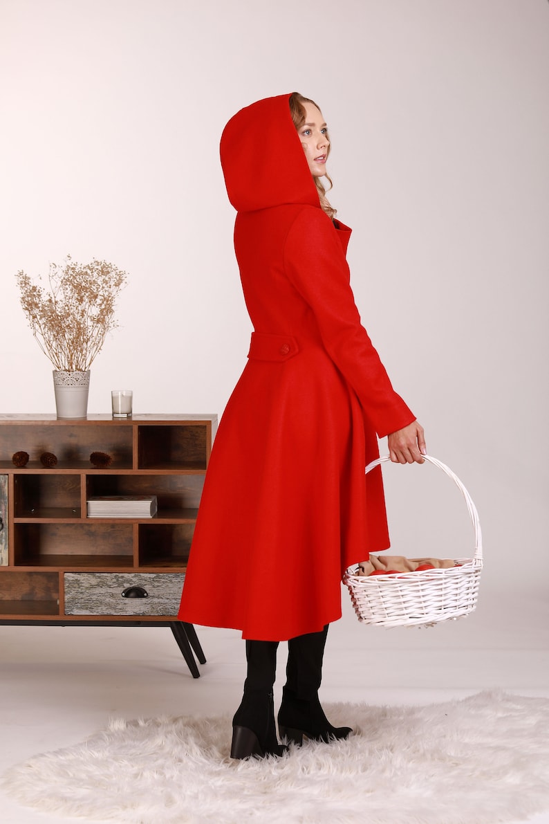 Red Wool Hooded Princess Coat Comfy Winter Ladies Overcoat - Etsy