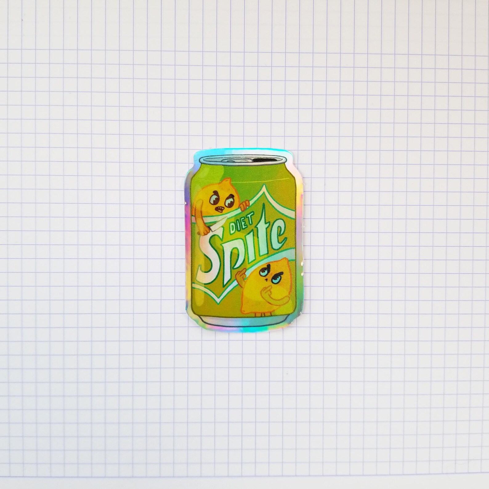 Diet Spite ~ Cute Can of Angry Lemon Soda Funny Holographic Laptop ...