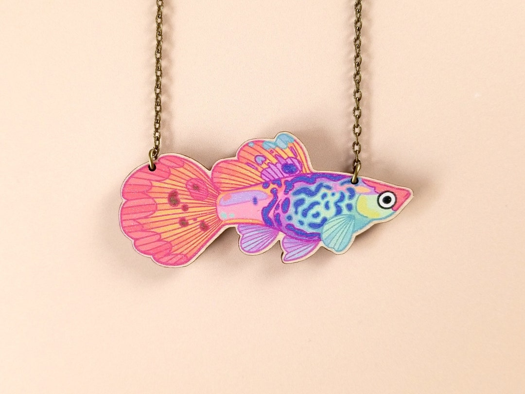 Chunky Fancy Guppy Tropical Fish Necklace ~ Quirky Colourful Kitsch ...