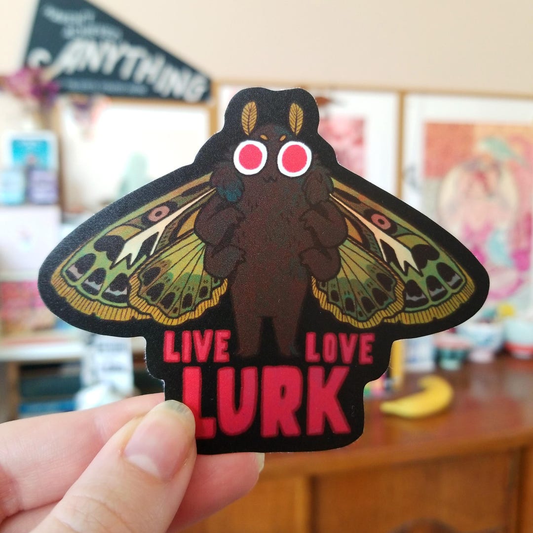 Mothman Sticker ~ Live Love Lurk ~ Spooky Folklore Cryptid Laptop Decal ...