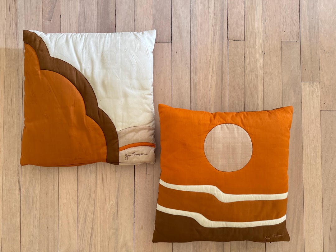 Jim Thompson Silk Pillow Covers - Pair Signed W/ Embroidered Signature ...