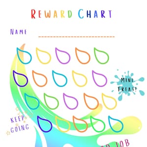 Reward Chart, Printable Rainbow Drops Reward Chart, Kids Rainbow Reward ...