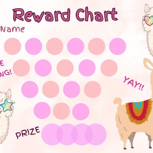Reward Chart, Printable Llama Reward Chart, Kids Llama Reward Chart ...