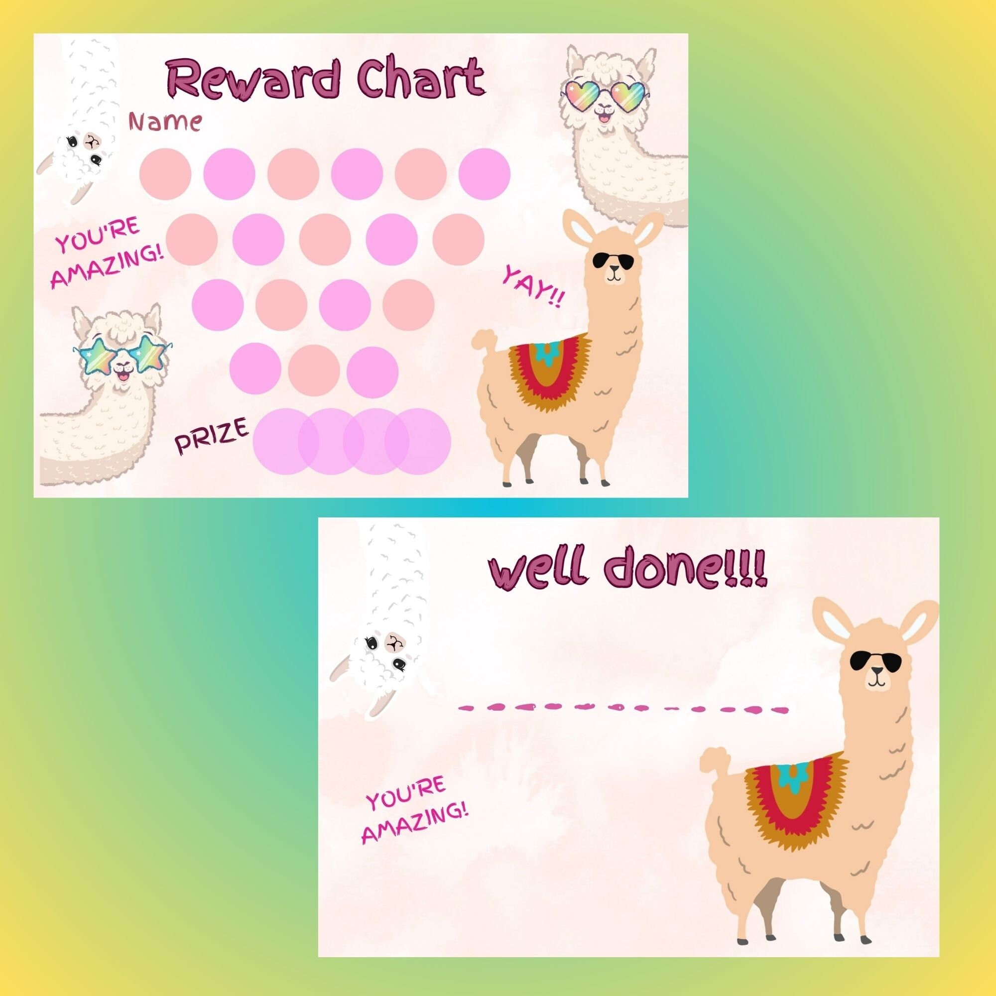 Reward Chart, Printable Llama Reward Chart, Kids Llama Reward Chart ...