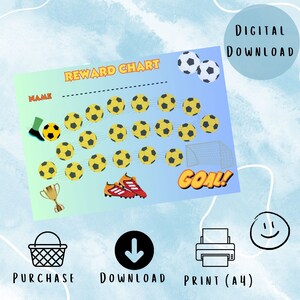 Reward Chart, Printable Football Reward Chart, Kids Football Reward ...