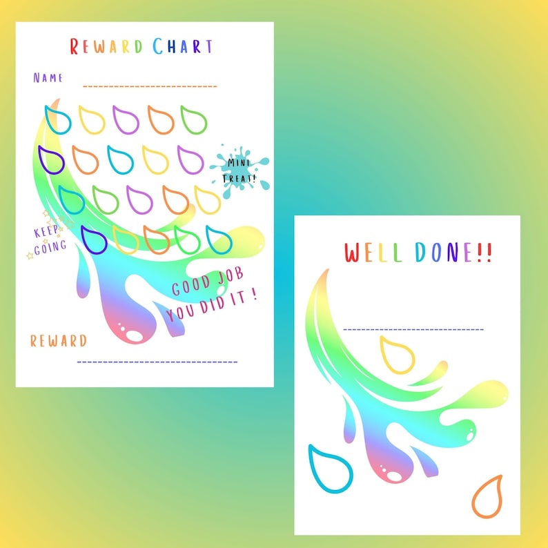 Reward Chart, Printable Rainbow Drops Reward Chart, Kids Rainbow Reward ...