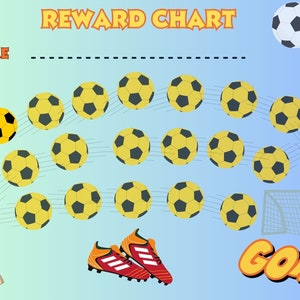Reward Chart, Printable Football Reward Chart, Kids Football Reward ...