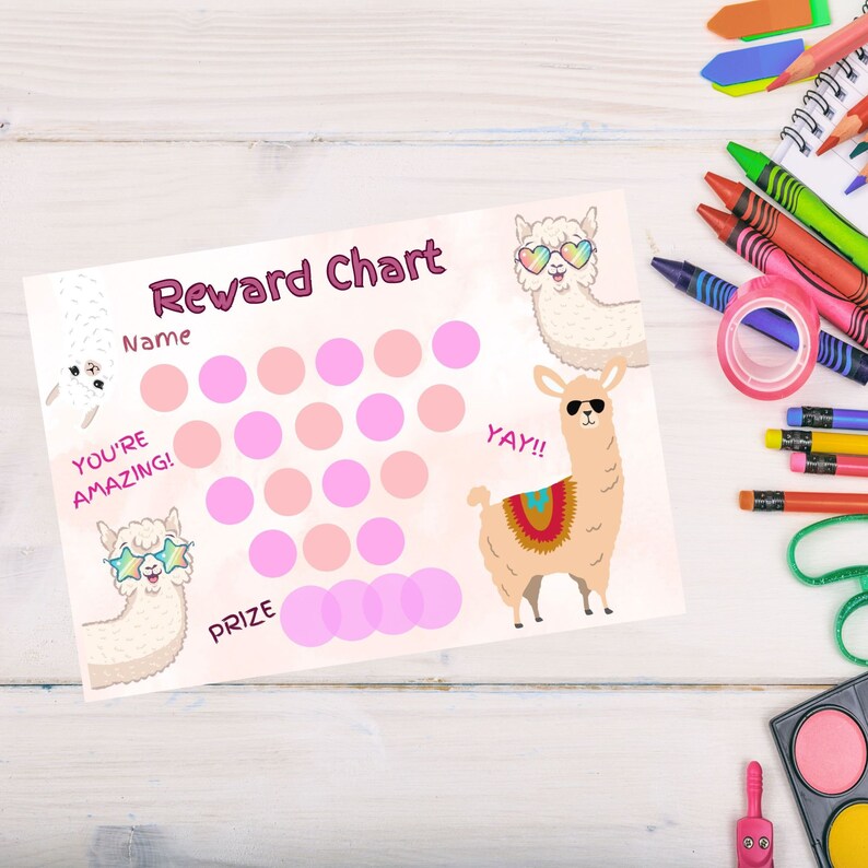 Reward Chart, Printable Llama Reward Chart, Kids Llama Reward Chart ...