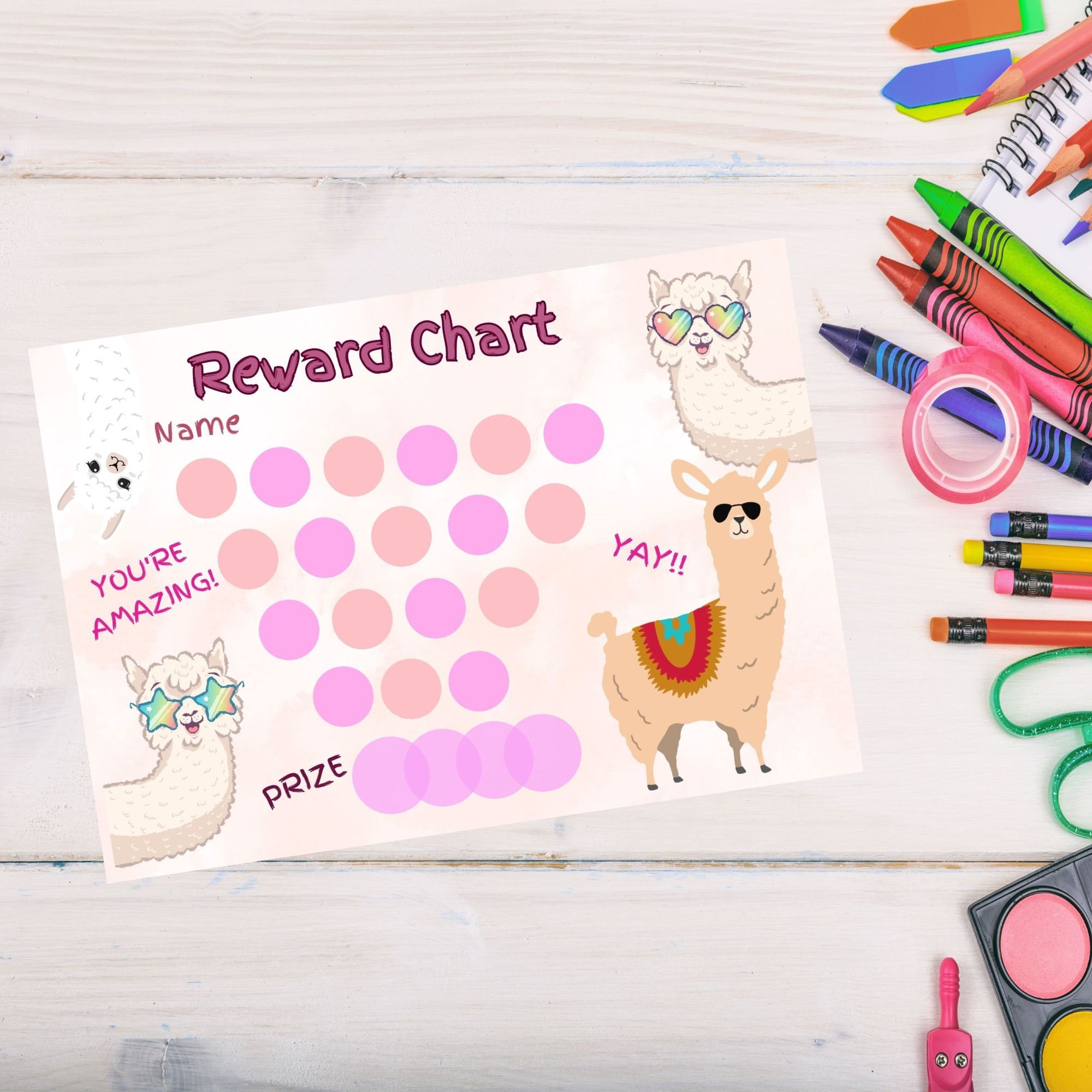 Reward Chart, Printable Llama Reward Chart, Kids Llama Reward Chart ...