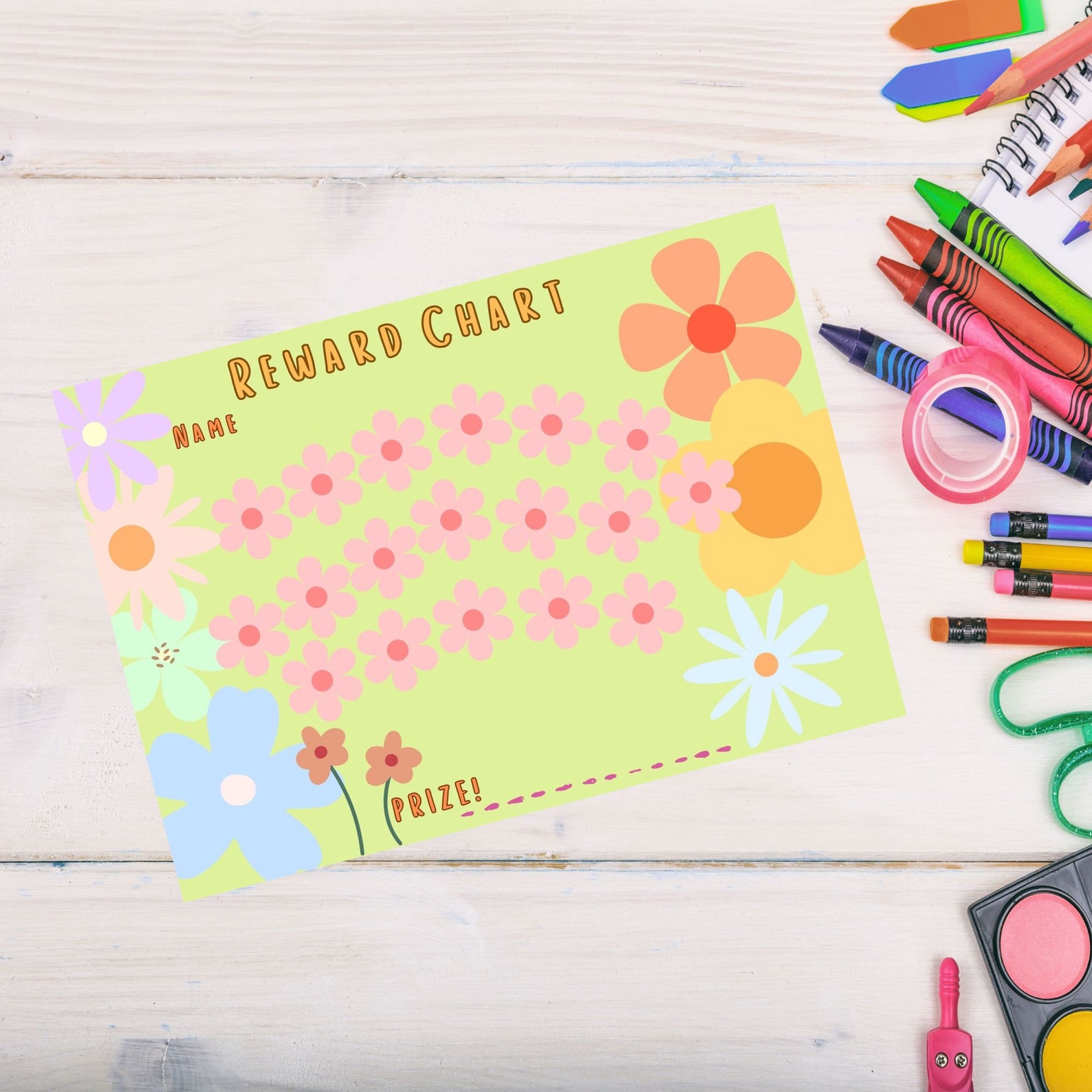 Reward Chart, Printable Flowers Reward Chart, Kids Flowery Reward Chart ...