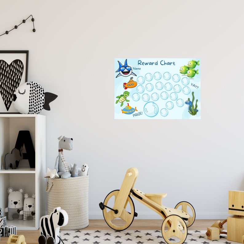 Reward Chart, Printable Underwater Reward Chart, Kids Fishy Reward ...