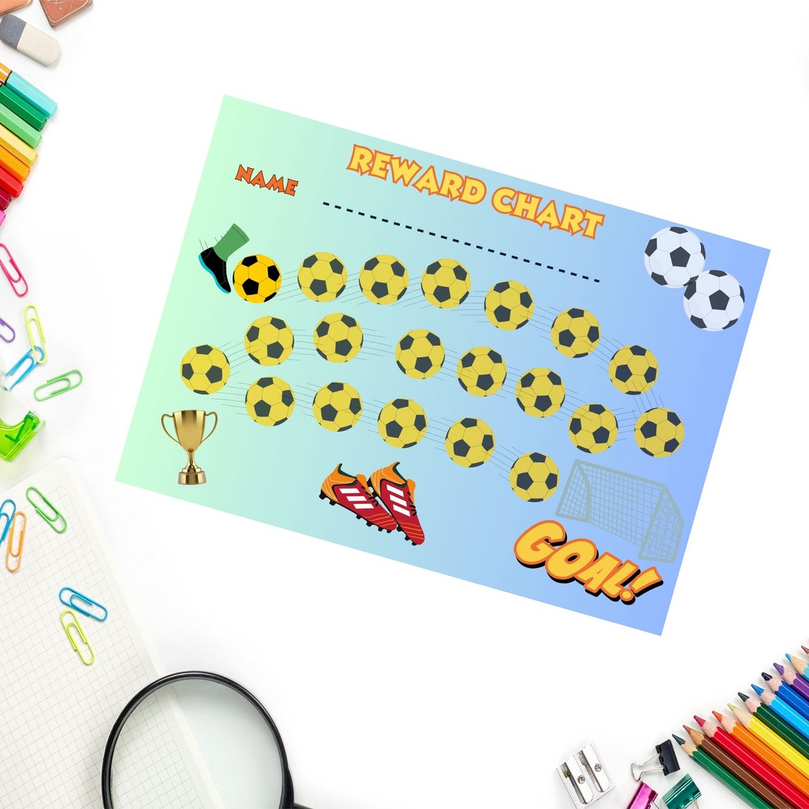 Reward Chart Printable Football Reward Chart Kids Football - Etsy