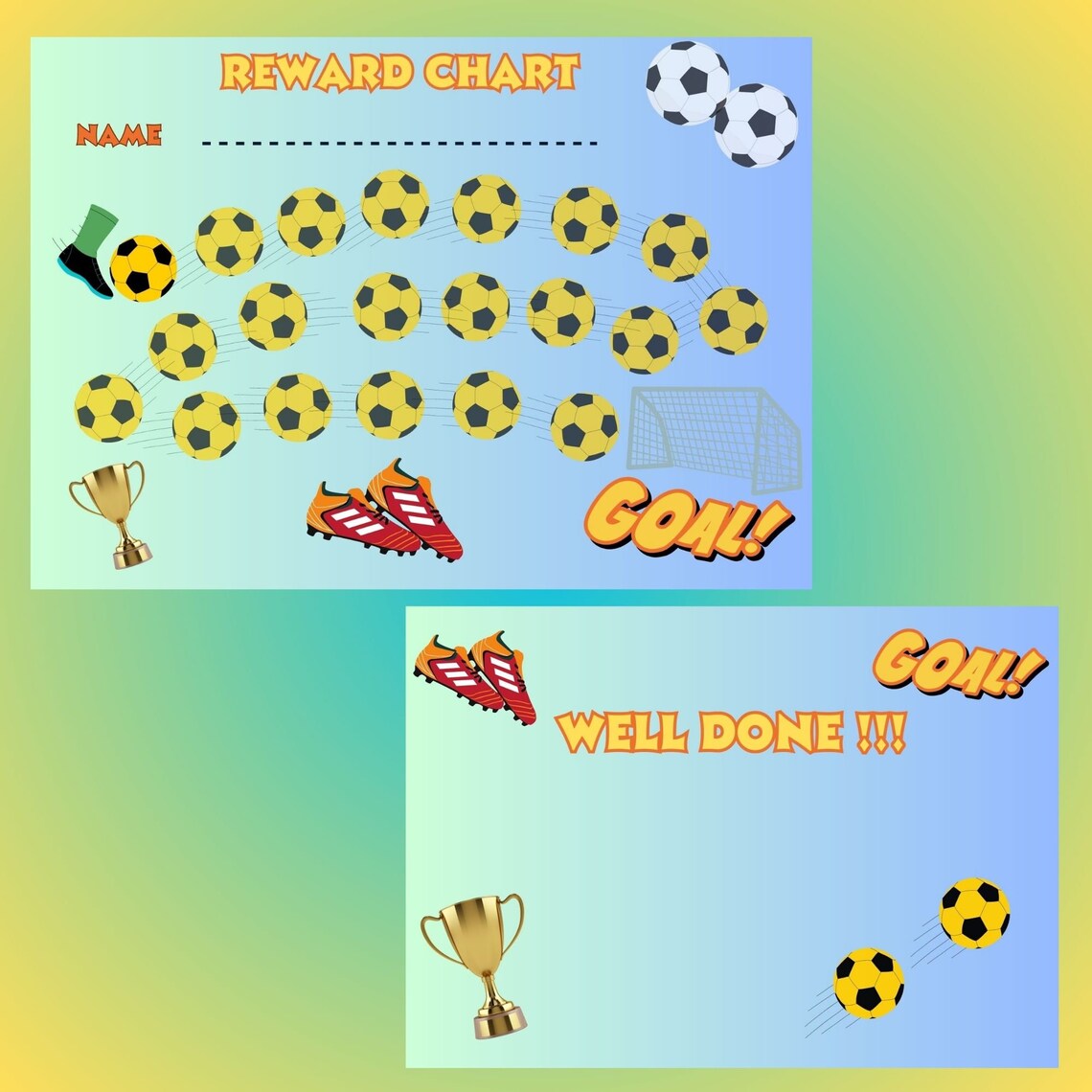 Reward Chart, Printable Football Reward Chart, Kids Football Reward ...