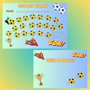 Reward Chart, Printable Football Reward Chart, Kids Football Reward ...