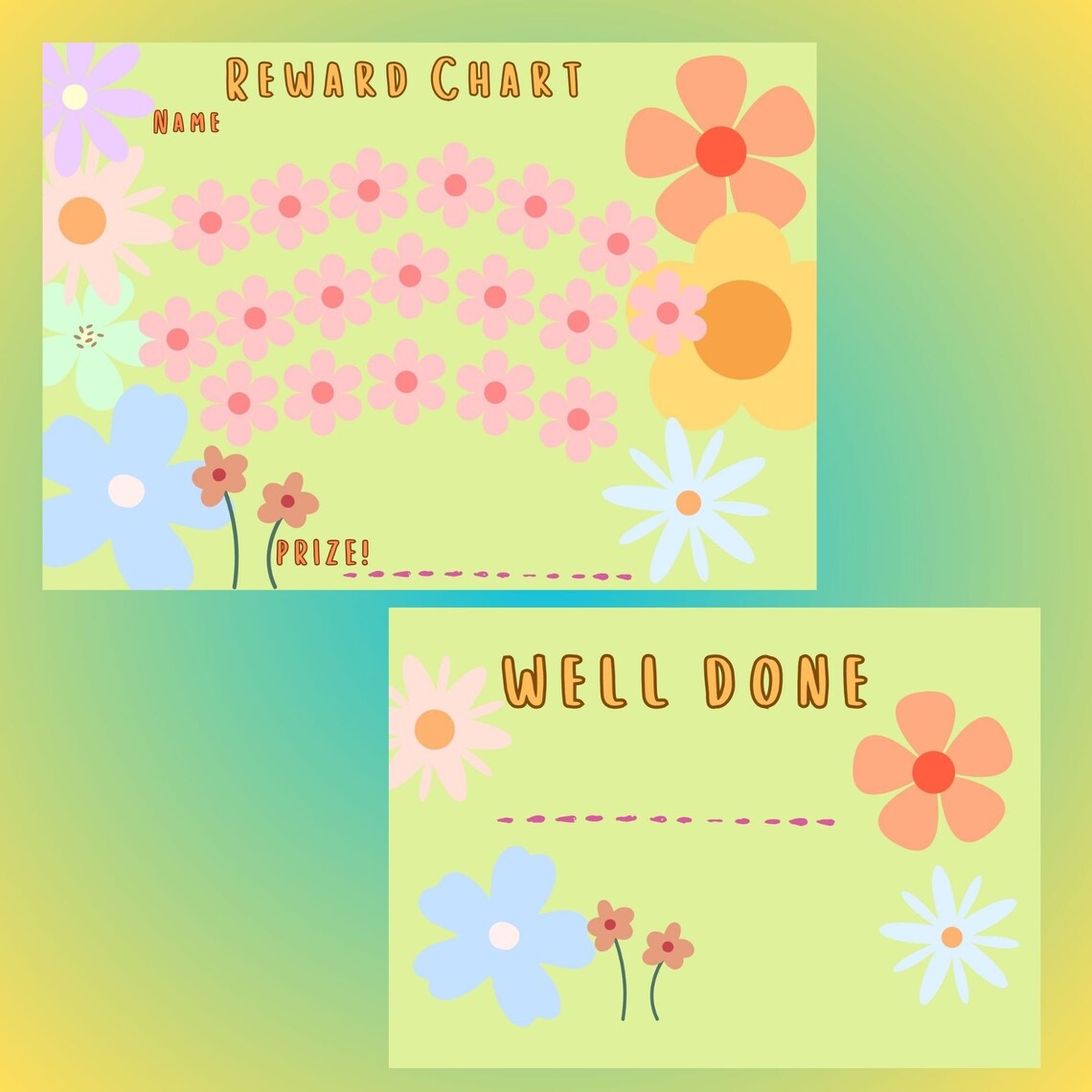 Reward Chart, Printable Flowers Reward Chart, Kids Flowery Reward Chart ...
