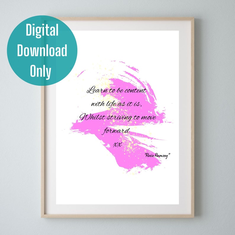 Content With Life Printable Wall Art, Colourful Print, Poster ...