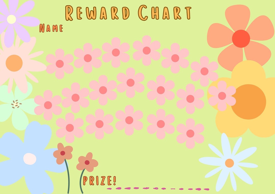 Reward Chart, Printable Flowers Reward Chart, Kids Flowery Reward Chart ...