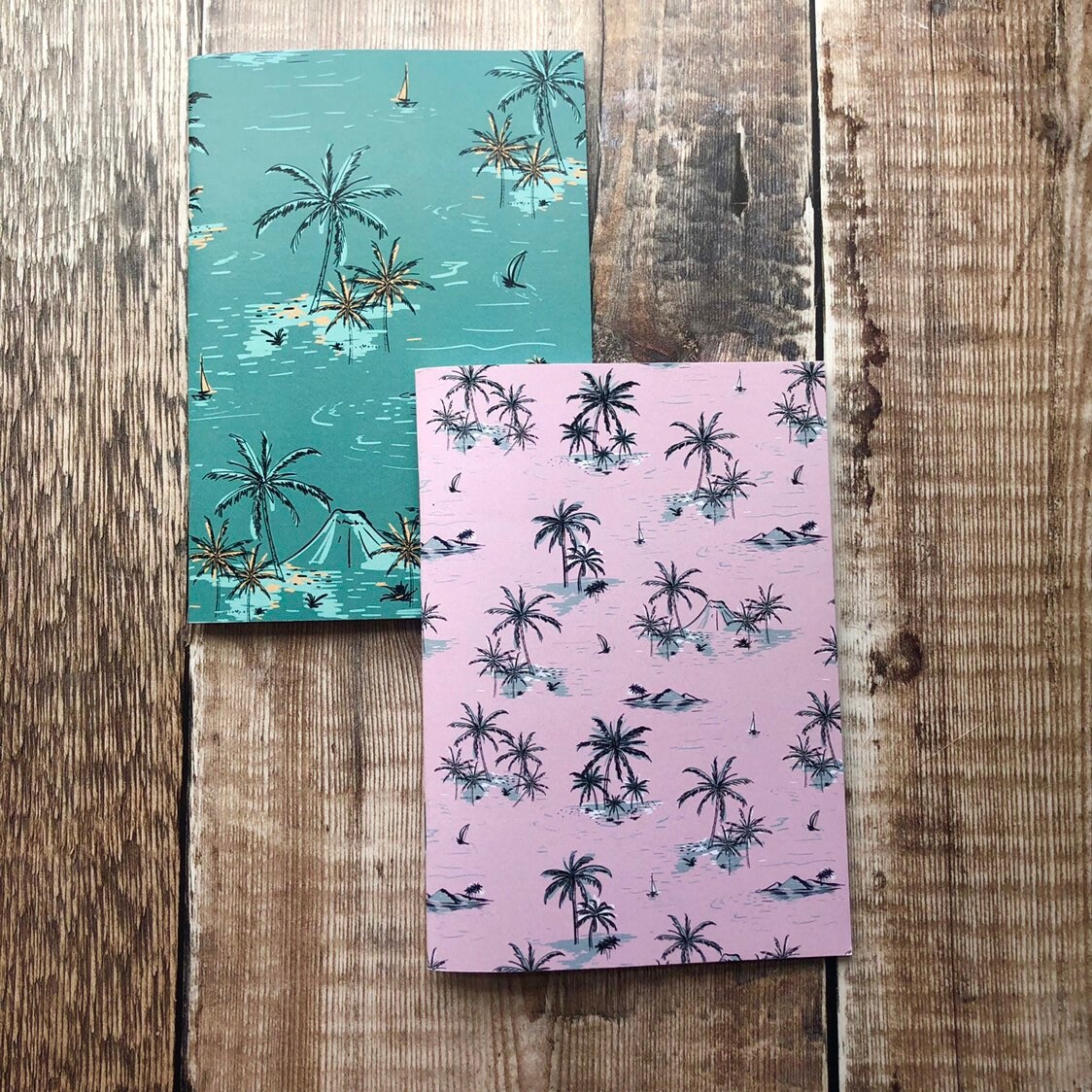 Super Cute Pink and Teal Palm Tree Notebooks A6 Plain - Etsy