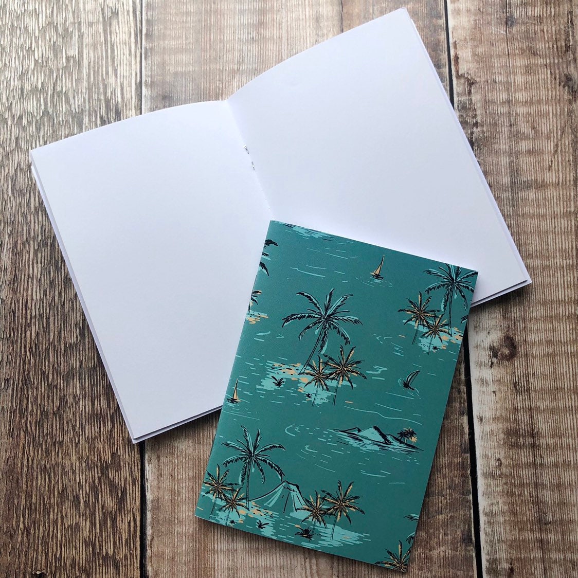 Super Cute Pink and Teal Palm Tree Notebooks A6 Plain - Etsy