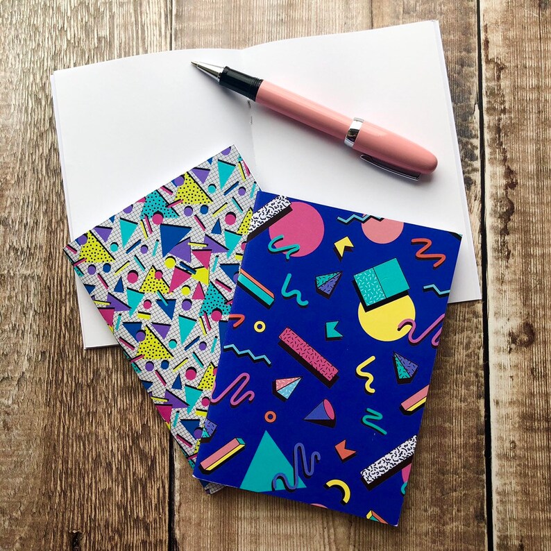 Super Cool Bright 80s Notebooks A6 Plain Recycled Paper - Etsy