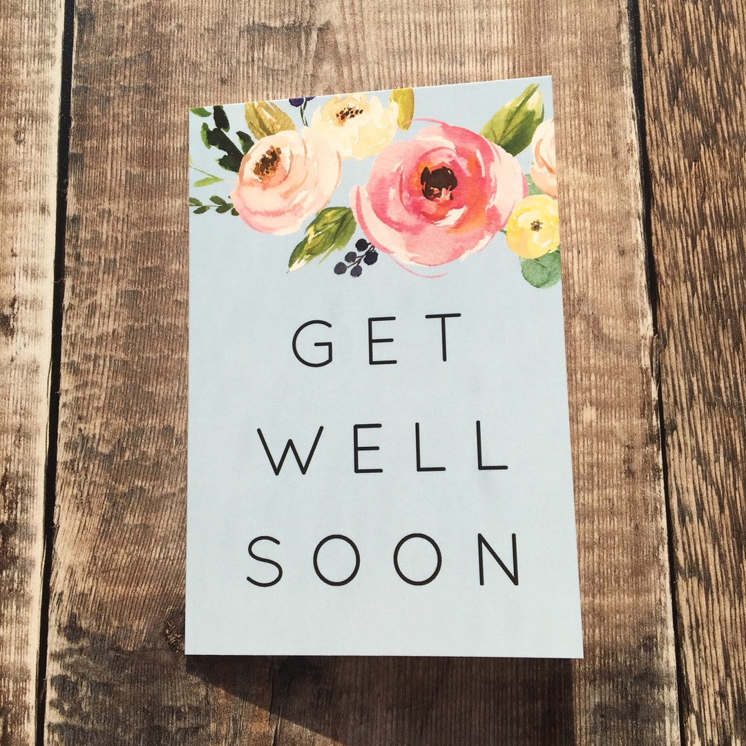 Floral Get Well Soon A6 Blank Card, With Kraft Envelope - Etsy