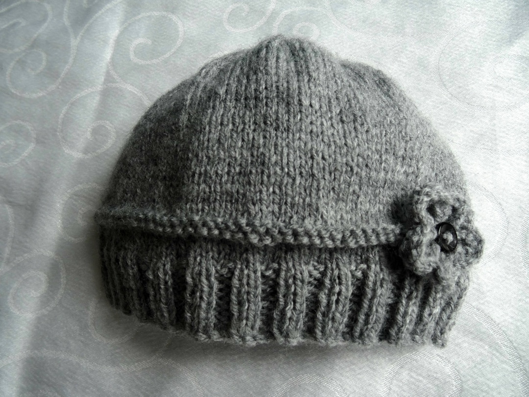 Ladies Hat Easy Knitting Pattern Girls Hat Flower Trim - Etsy