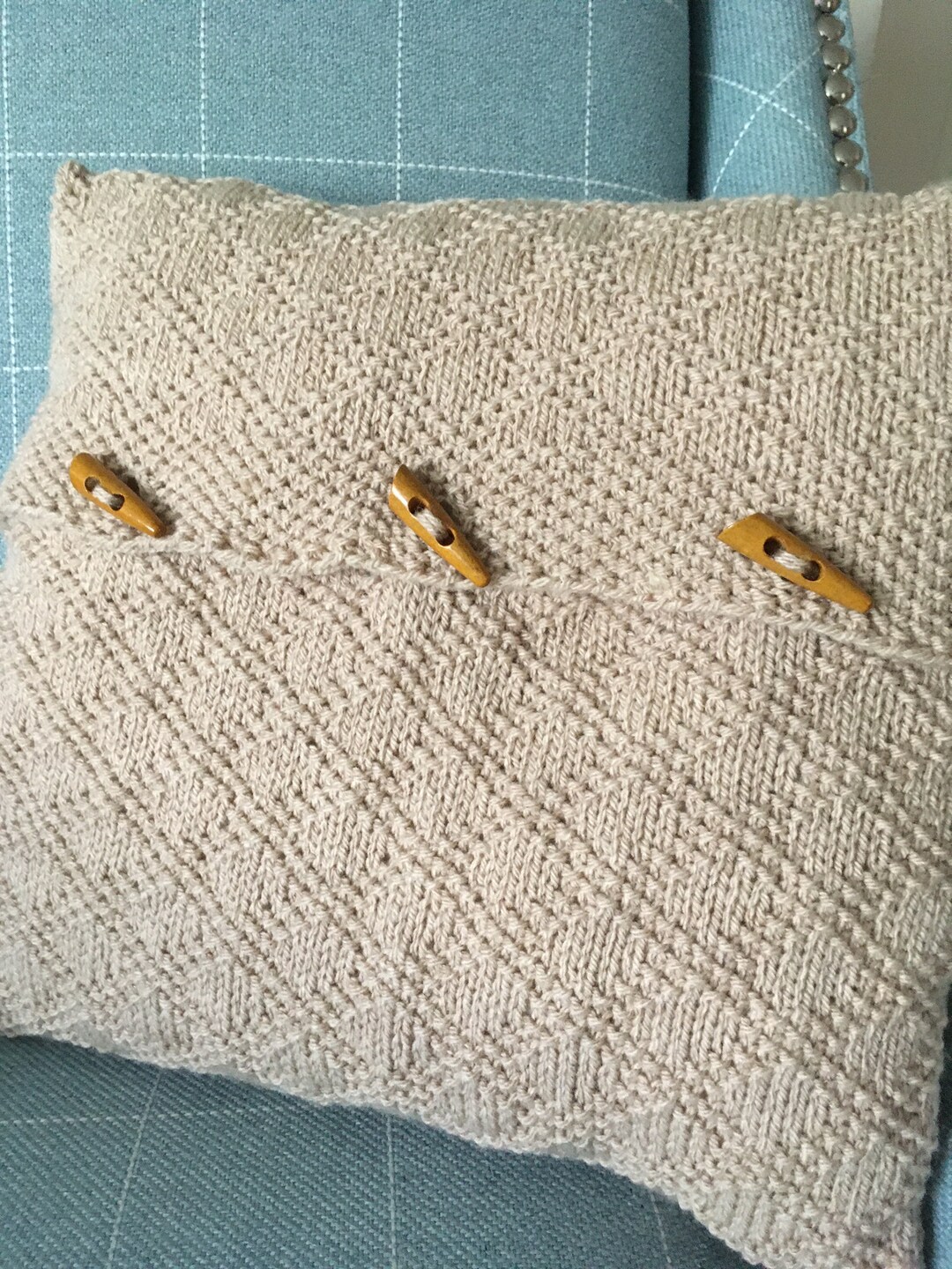 Easy Knitting Pattern Aran 16" Cushion Cover Diamonds Pdf - Etsy