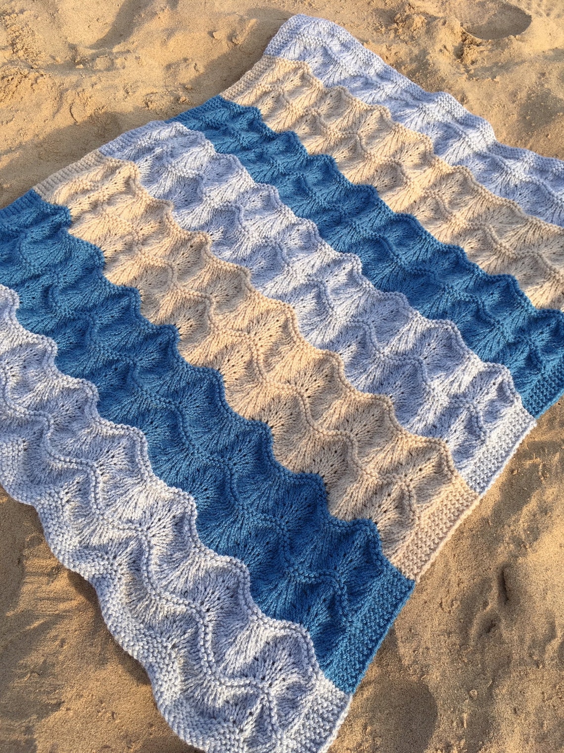 Knitting Pattern DK Baby Blanket at the Beach Pdf - Etsy